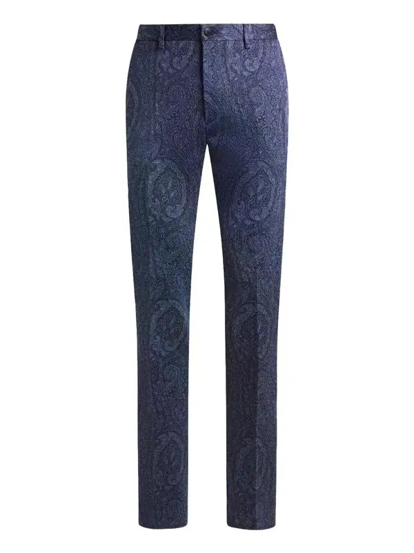 Etro Cotton Jacquard Trousers - Blue