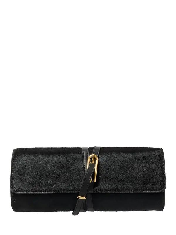 LIFFNER Belted Calf Hair Clutch - Black