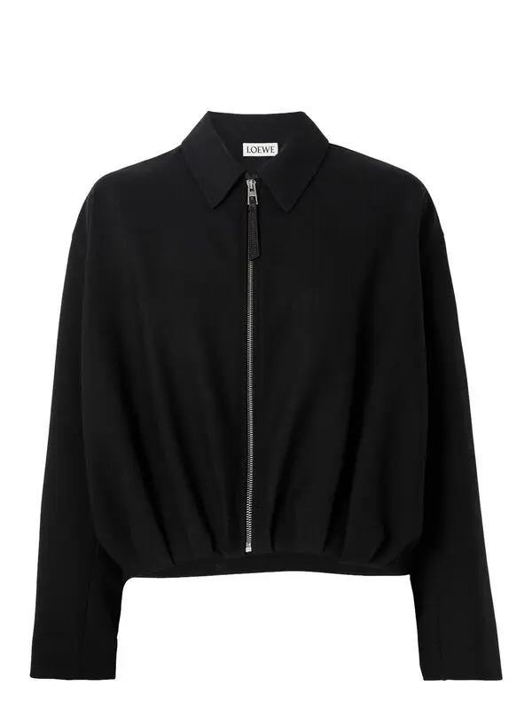 Loewe Herringbone Wool Bomber Jacket - Black