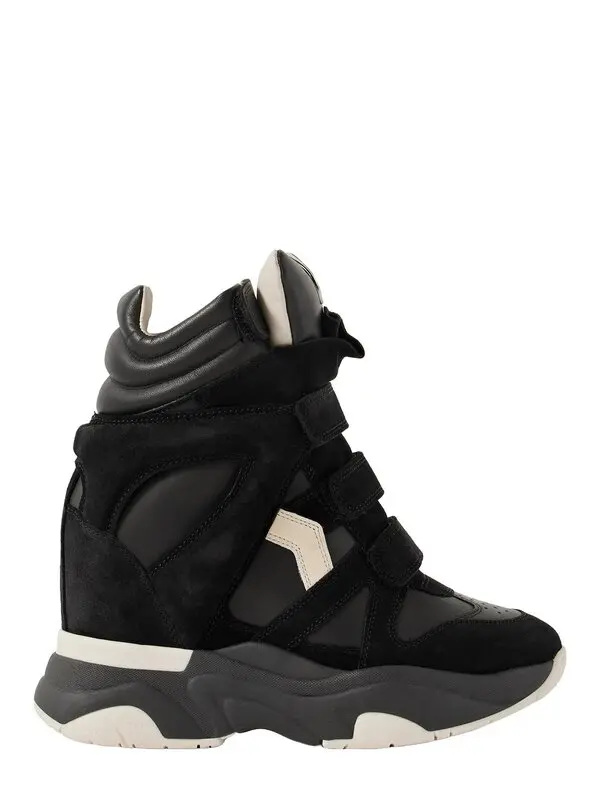 Isabel Marant Balskee Leather And Suede High-top Wedge Sneakers - Black