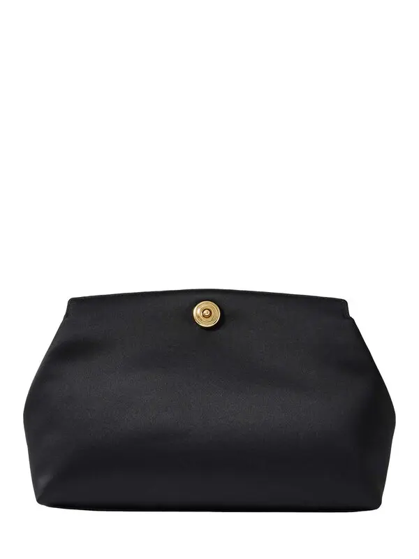 LIFFNER Leather-trimmed Satin Clutch - Black