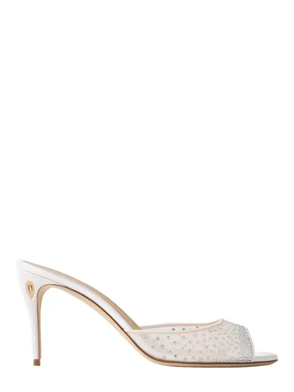 Jennifer Chamandi Guido 85 Crystal-embellished Mesh Sandals - White