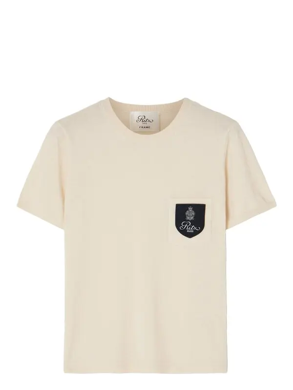 FRAME Ritz Paris Appliquéd Cashmere T-shirt - Neutrals