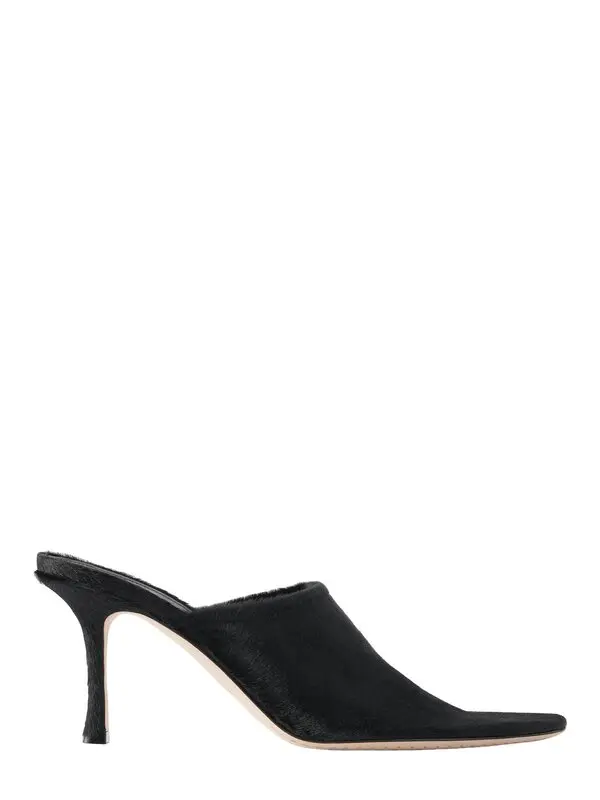 CHRISTEN Elipse Calf Hair Mules - Black