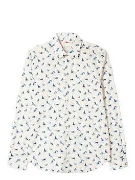 Paul Smith Super Slim-fit 'year Of The Horse' Print Shirt - Blue