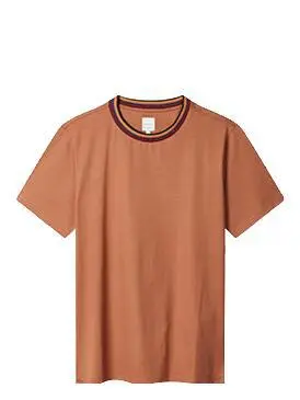 Paul Smith Terracotta 'artist Stripe' Collar T-shirt - Brown