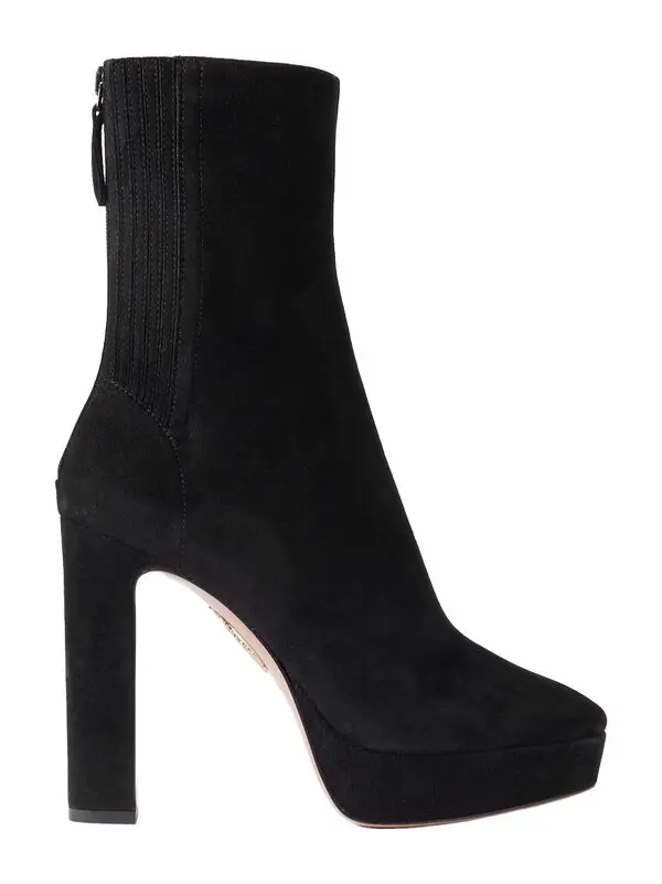 AQUAZZURA Martine 110 Suede Platform Ankle Boots - Black