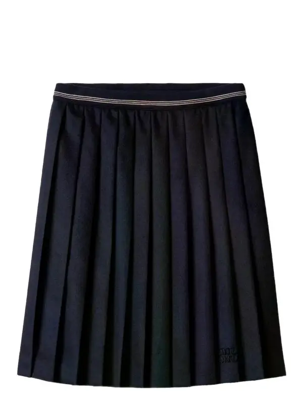 Miu Miu Pleated Embroidered Midi Skirt - Blue