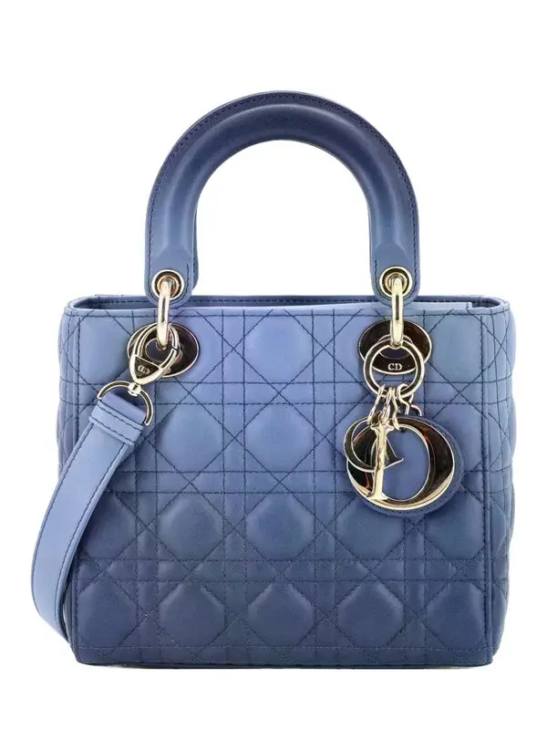 Dior Lady Bag Cannage Quilt Gradient Lambskin Medium Satchel - Blue