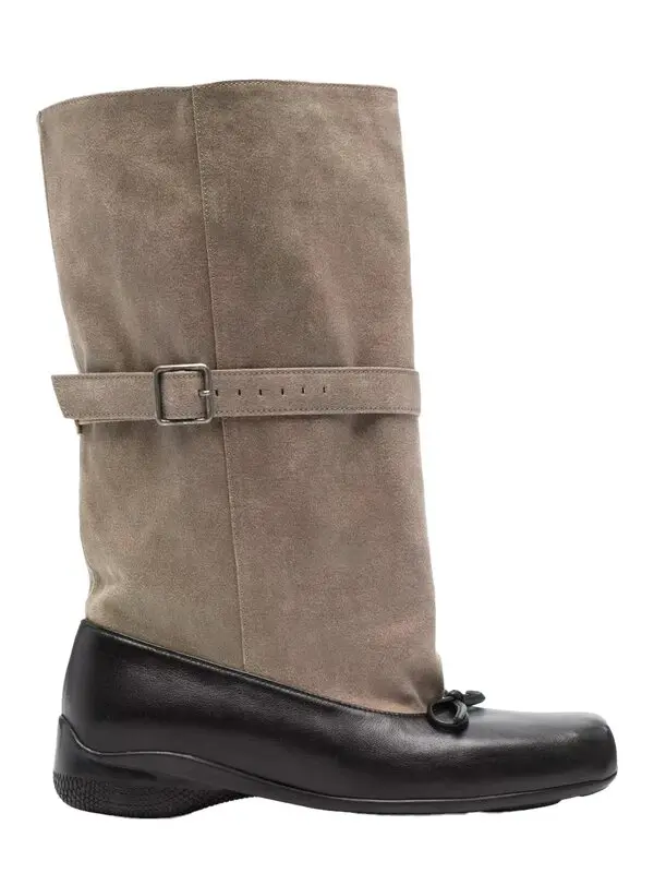 OPEN YY Buckled Ballet Slouchy Boots - Brown
