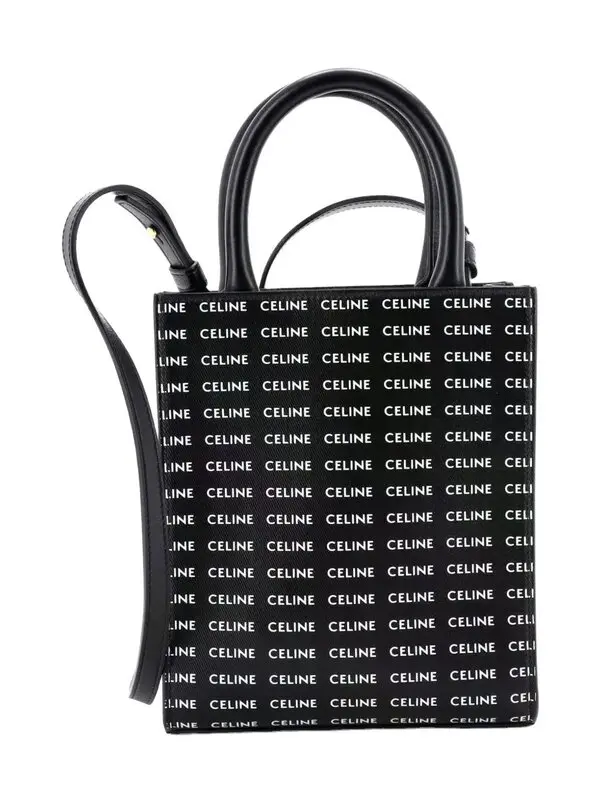 Celine Vertical Cabas All Over Logo Print Mini Tote - Black