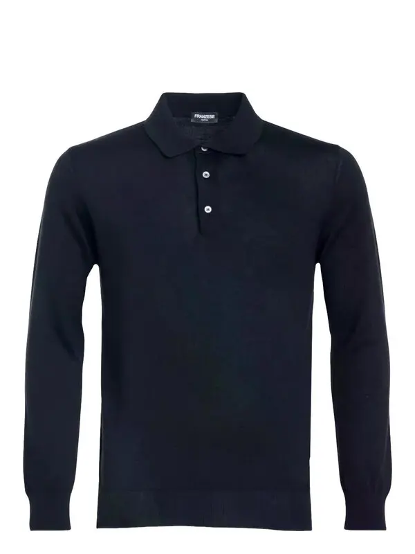 FRANZESE COLLECTION Three-button Ribbed Polo Shirt - Blue