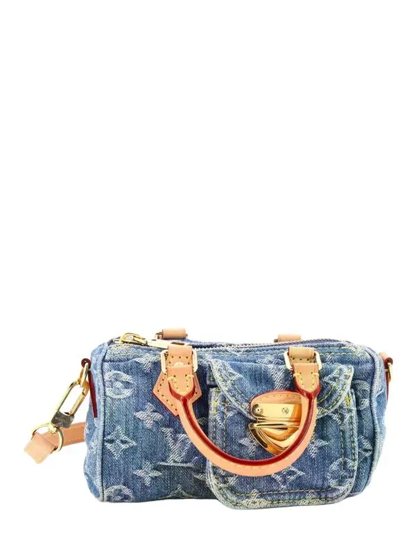 LOUIS VUITTON Speedy Bandouliere Remix Monogram Denim Nano - Blue