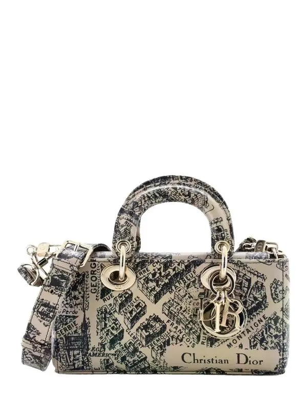 Dior Lady D-joy Printed Leather Small Satchel - Black