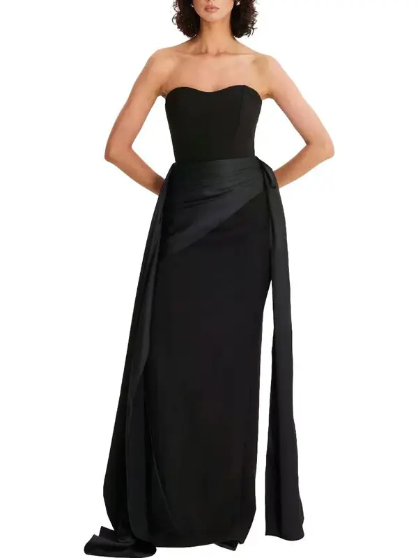 MOOS STUDIO Strapless Maxi Dress With Draped Detailing - Black