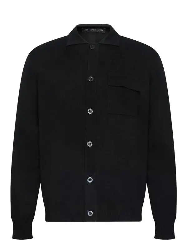 LOW BRAND Buttoned Flap-pocket Cardigan - Black