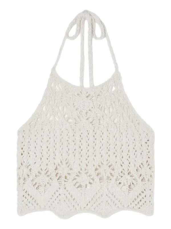 Alanui Lagoon Romance Crochet Knit Top - White