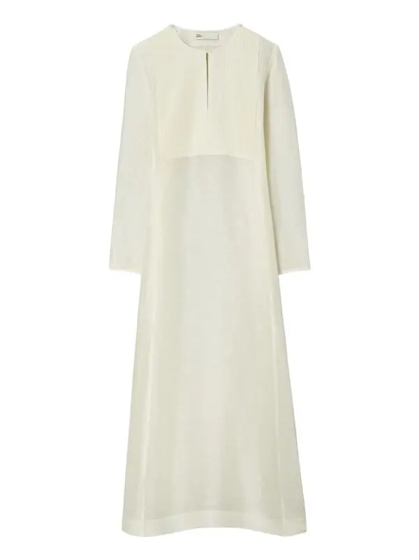 Tory Burch Linen And Silk Long Kaftan - Beige