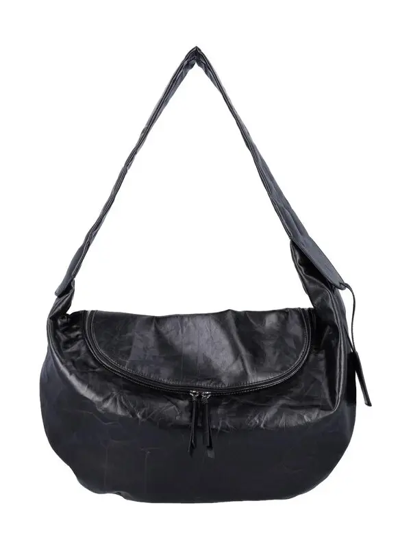LOW CLASSIC Leather Hobo Bag With Zip - Black