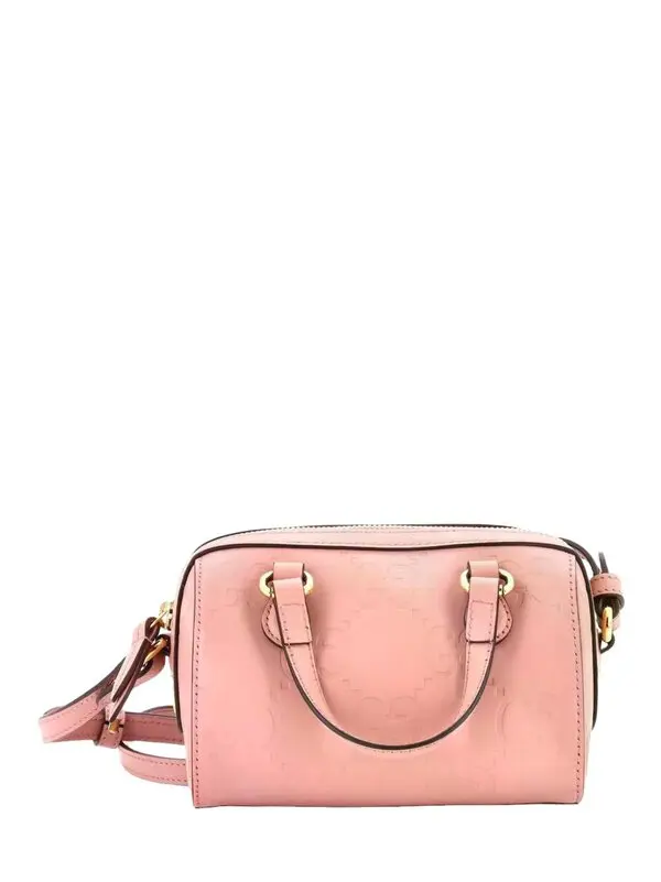 Gucci Convertible Boston Bag Jumbo Gg Embossed Leather Super Mini Crossbody Bag - Pink