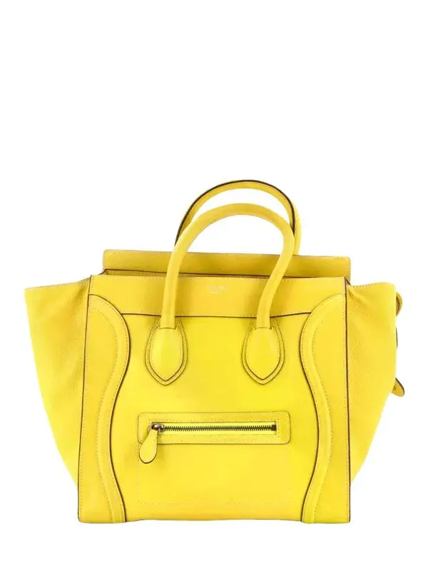 Celine Luggage Bag Grainy Leather Mini Tote Bag - Yellow