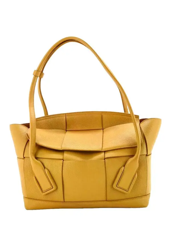 Bottega Veneta Arco Bag Maxi Intrecciato Leather Medium Shoulder Bag - Yellow