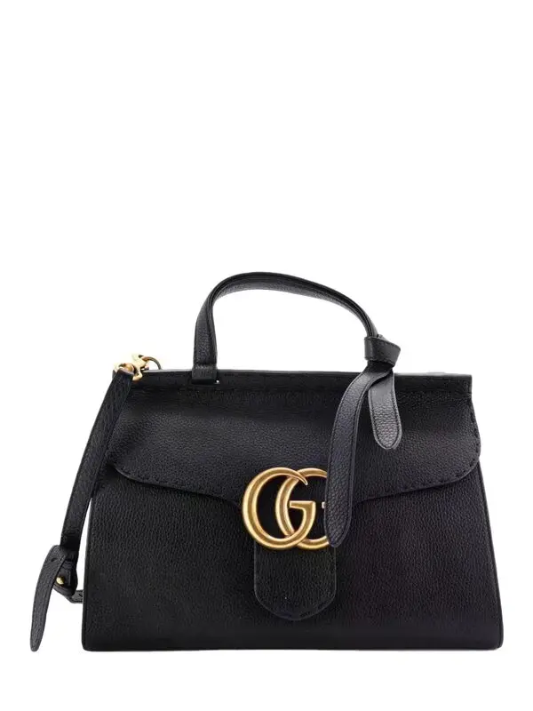 Gucci Gg Marmont Top Handle Satchel - Black
