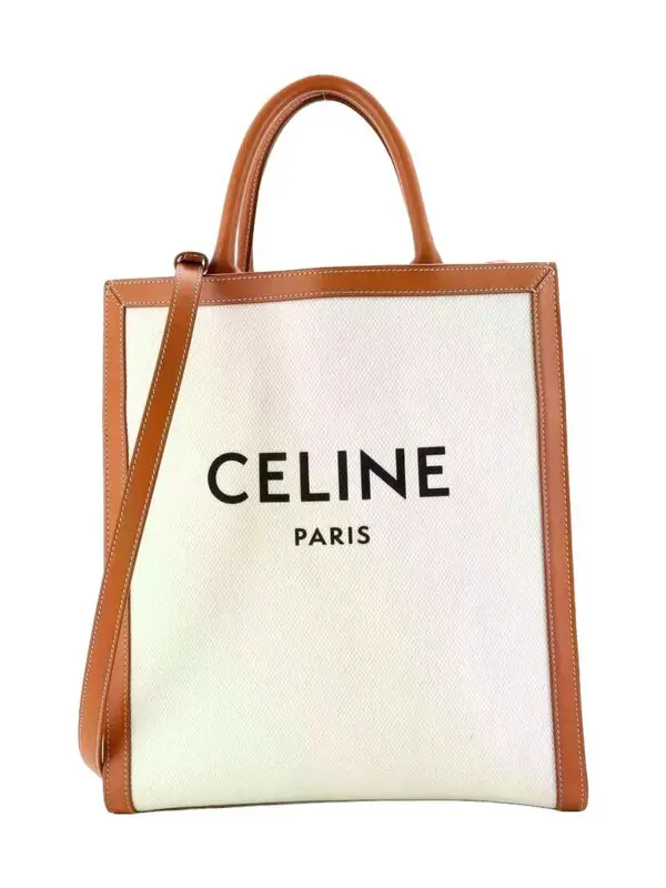 Celine Vertical Cabas Canvas Small Tote Bag - Brown