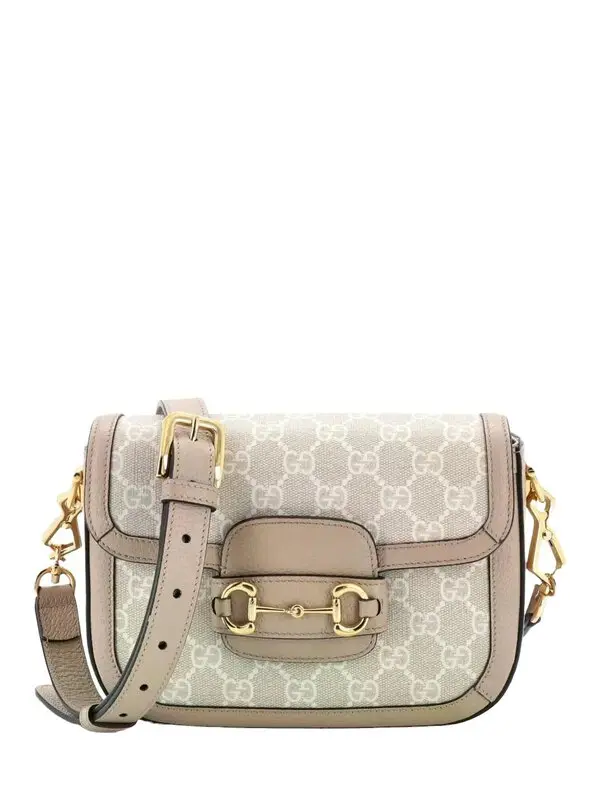 Gucci Horsebit 1955 Mini Crossbody Bag Gg Coated Canvas With Leather - Neutrals