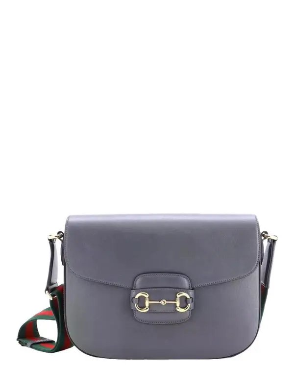 Gucci Horsebit 1955 Leather Large Shoulder Bag - Grey