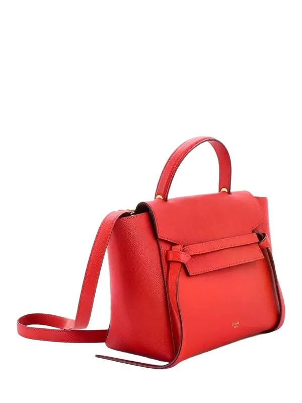 Celine Belt Bag Textured Leather Micro Satchel - Red