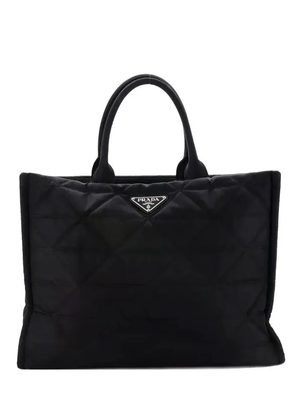 Prada Open Shopping Quilted Re-nylon Large Tote Bag - Black