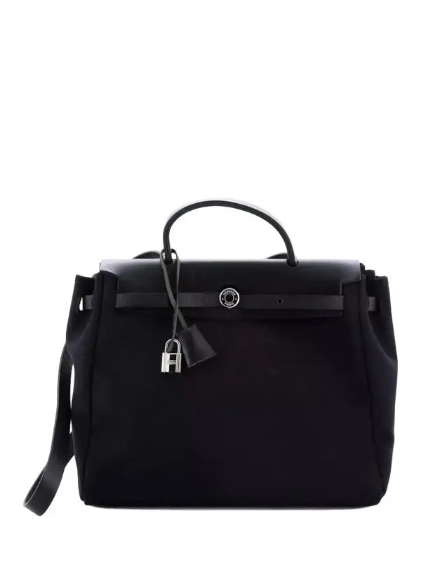 Hermès Herbag Toile And Leather Pm Satchel - Black
