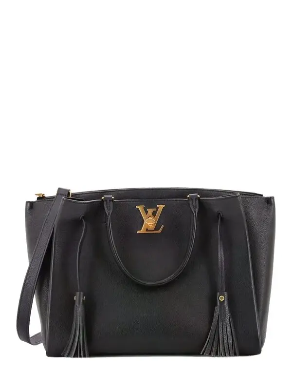 LOUIS VUITTON Lockme Leather Satchel Handbag - Black
