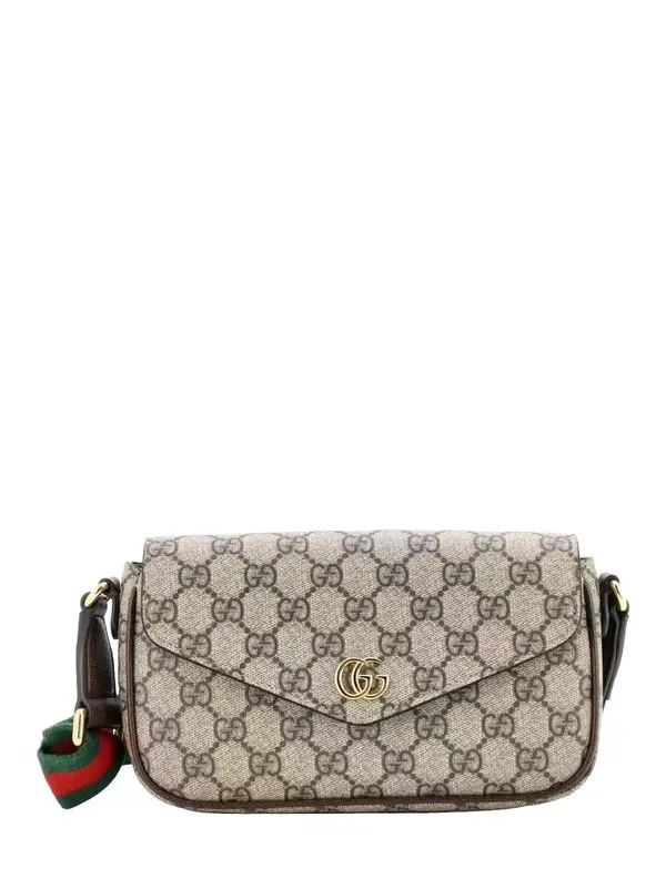 Gucci Ophidia Envelope Flap Gg Coated Canvas Mini Shoulder Bag - Brown
