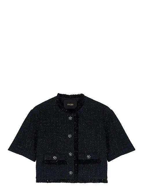 Maje Button-down Tweed Jacket - Black