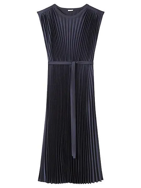 JOSEPH Volta Knit-weave Plissé Midi Dress - Indigo