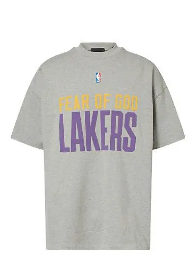 Fear Of God Fog X Essentials X Nba Lakers 90's Fit Cotton-jersey T-shirt - Concrete Heather