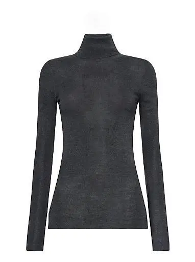 THE FRANKIE SHOP Wool And Silk Turtleneck Jumper - Dark Grey