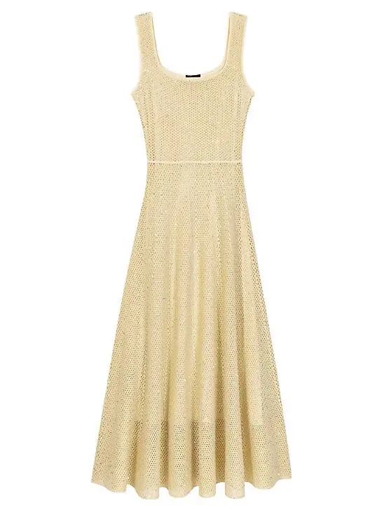 Maje Square-neck Rhinestone-embellished Knitted Maxi Dress - Pale Yellow