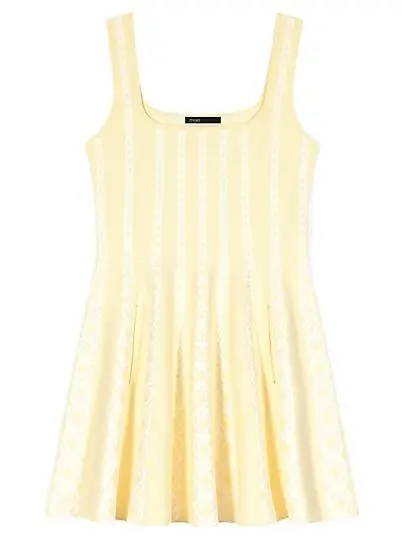 Maje Monogram Jacquard Mini Dress - Pale Yellow