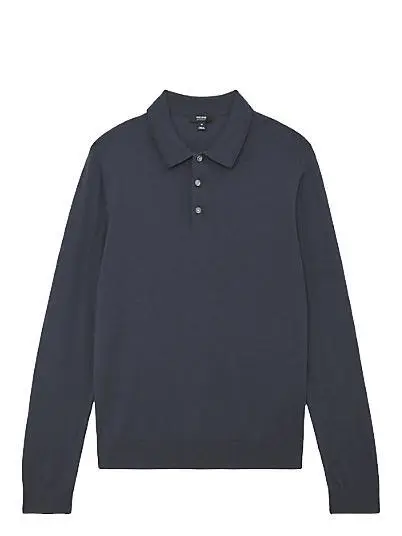 REISS Trafford Half-button Merino-wool Polo - Midnight Navy