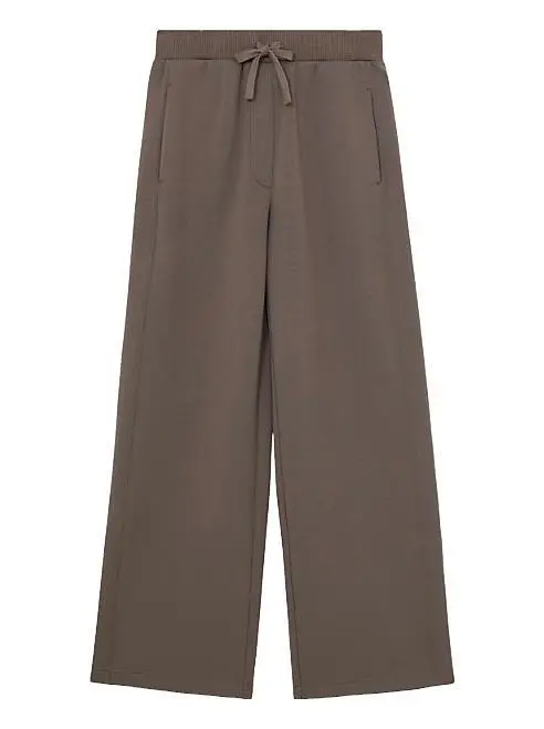 REISS Laney Wide-leg Jersey Jogging Bottoms - Taupe Brown