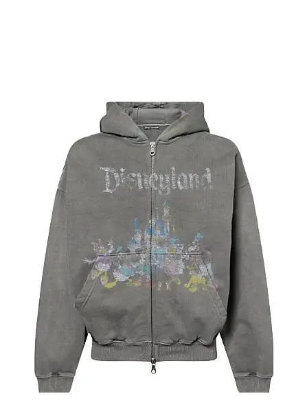COLE BUXTON X Disney Faded-print Cotton-jersey Hoodie - Washed Black