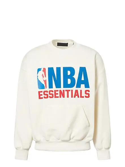 Fear Of God Fog X Essentials X Nba Cotton-blend Crewneck Sweatshirt - Cream White