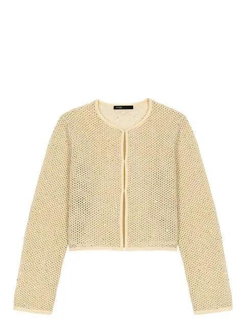 Maje Rhinestone-embellished Knitted Cardigan - Pale Yellow