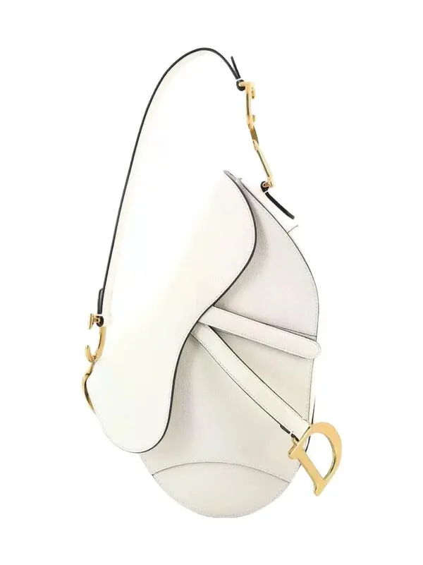 Dior Saddle Handbag Leather Medium Shoulder Bag - White