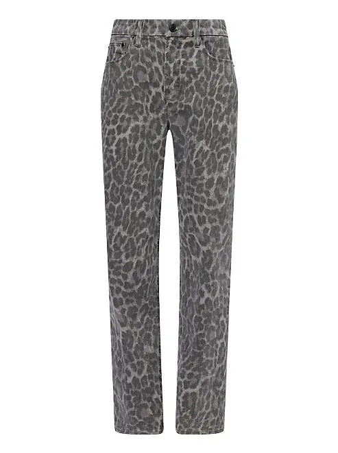 Good American Straight-leg High-rise Stretch-denim Jeans - Grey Lucky Leopard