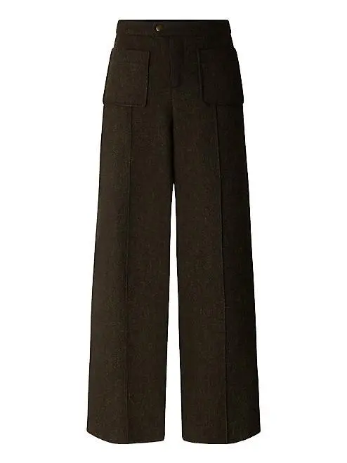 Soeur Harry Straight-leg High-rise Wool Trousers - Kaki/noir