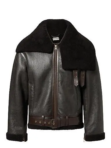 JW Anderson Oversized-collar Shearling Aviator Jacket - Chocolate Brown/brown